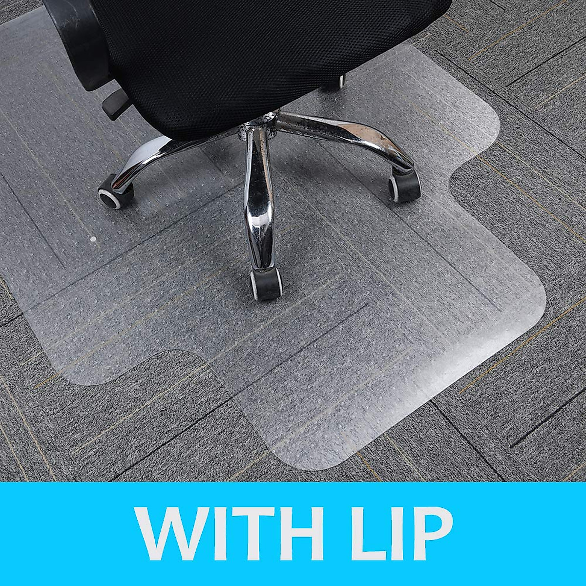 Office Chair Mat for Carpet, PVC Transparent Thick Protector with Studs for Low Pile Carpeted Floor, Mat for Desk Home and Flat Without Curling
