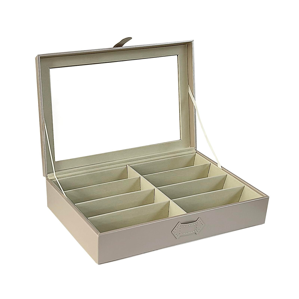 UnionPlus 8-Slots Sunglasses Case Organizer, Eyeglass Glasses Display Holder Collector, Multiple Sunglasses Storage Case, Pearly-lustre Beige