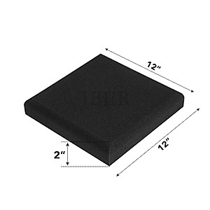 JBER Acoustic Studio Foam, 6 Pack 2" X 12" X 12" Round C-Panel Sound Foam Panels Soundproofing Treatment Studio Wall Padding Sound Absorbing Fireproof Pyramid Wedge Tiles