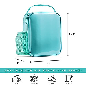 Fit + Fresh DIY Sticker Insulated Lunch Bag, Trendy Kids Lunch Box, Soft Lunch Cooler Bag, Perfect for School, Picnics, Trips & More, Teal