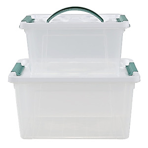 Nesmilers 14 Quarts & 7 Quarts Storage Bins with Lids, 2-pack Clear Plastic Totes Boxes