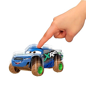 Disney Car Toys XRS Mud Racing Dino Draftsky Vehicle 155 Scale Die-Casts, Real Suspensions, Off-Road, Dirt-Splashed Design, All-Terrain Wheels, Ages 3 and upâ€‹