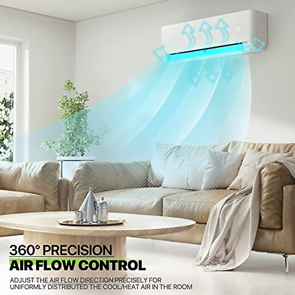 Magshion 18,000 BTU Mini Split Air Conditioner, Wall Mounted 208/230V AC with Heat Pump & Washable Filter & Installation Kits, 21.5 SEER2 - Cools Rooms up to 1000 Sq. Ft