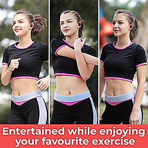 GR8IM Wireless Earbuds TWS Stereo Bluetooth 5.0 in-Ear Headphones with Deep Bass, Built-in Mic, Answer Phone Call Earphone IPX5 Waterproof Sports Earpiece with Charging Case