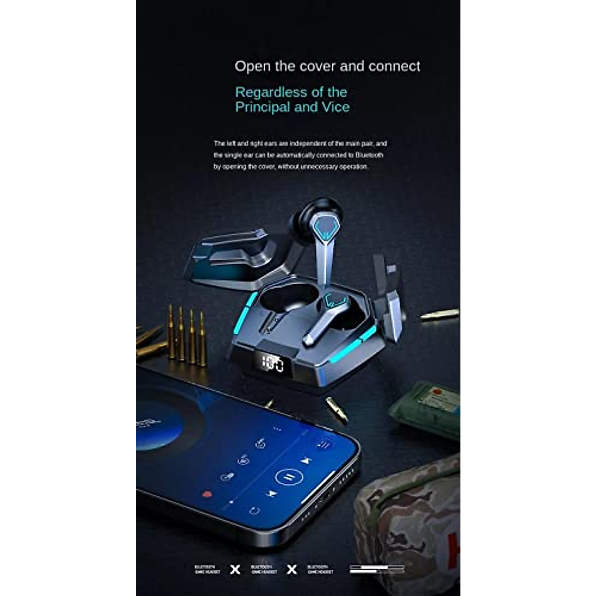 AYSEONVI Bluetooth Wireless Earbuds,Professional Design,Deep Bass Loud,Sound Clear, Call Noise Cancelling with 4 Microphones in-Ear in-Ear Bluetooth Headphones Gray Compatible for iPhone Android