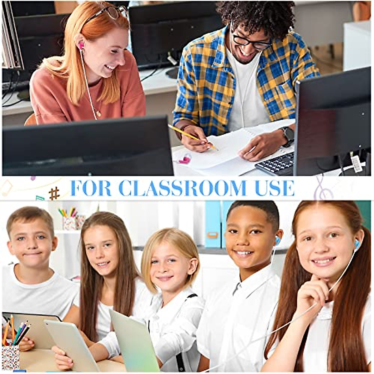 Konohan 60 Packs Earbuds Bulk Kids Headphones Earphones 6 Colors Ear ...