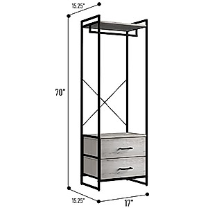 Sorbus Clothing Rack with Drawers - Clothes Stand Dresser - Wood Top, Steel Frame, & Fabric Drawers - Tall Closet Storage Organizer - Garment Rack for Hanging Shirts, Dresses, & Jackets