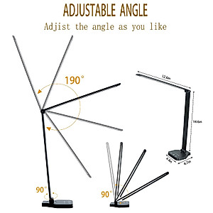 White crown LED Desk Lamp Dimmable Table Lamp Reading Lamp with USB Charging Port, 5 Lighting Modes, Sensitive Control, 30/60 Minutes Auto-Off Timer (Black)