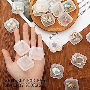 100 Pack Mini Clear Jewelry Box Earring Organizers with Hinged Lid Small Plastic Storage Box for Earrings Chains