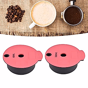 BstXqty Coffee Capsule, Reusable Coffee Capsule Cup with Removable Filter Pink Capsule Filter Bottom Grooves with Unique Sealing Design for Most Coffee Machines(60ml)