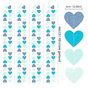 Light-Royal Blue Party Decorations Heaart Garland - 52Ft Mens Boy Birthday Baby Shower Bachelorette Graduation Hanging Streamers Banner,Dusty Bridal Wedding Backdrop Decor Huglony