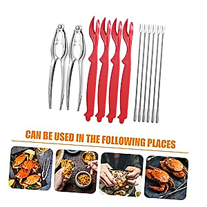 SHOWERORO 12pcs Set Eating Crab Tool Set Stainless Steel Lug Nuts Kitchen Utensil Set Blush Set Seafood Crackers Crab Crackers Metal Seafood Crackers Lobster Shell Opener Crab Sheller Tool