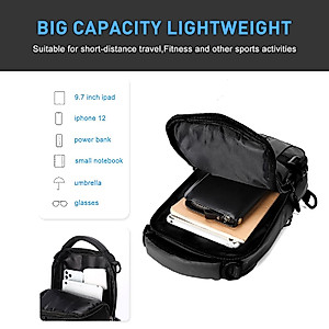 SEAFEW Anti Theft Sling Crossbody Backpack Shoulder Bag for Men, Lightweight One Strap Motorcycle Backpack Sling Bag Backpack for Hiking Walking Biking Travel Cycling with USB Charger Port