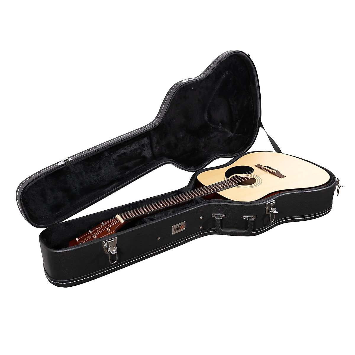 Gearlux Dreadnought Acoustic Guitar Hardshell Case with Accessory Compartment - Black