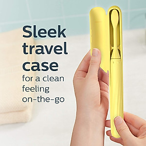 Philips Sonicare One Toothbrush, Electric Battery Powered Toothbrush with Sleek Travel Case and 2pk Toothbrush Heads - Mango Yellow, HY1100-02