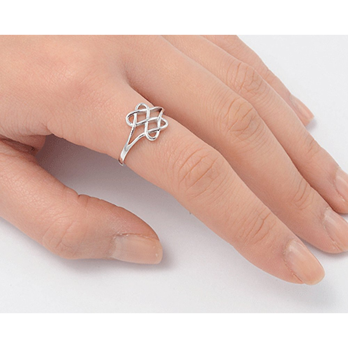 Sterling Silver Women's Infinity Hearts Love Ring Band 11mm Size 6