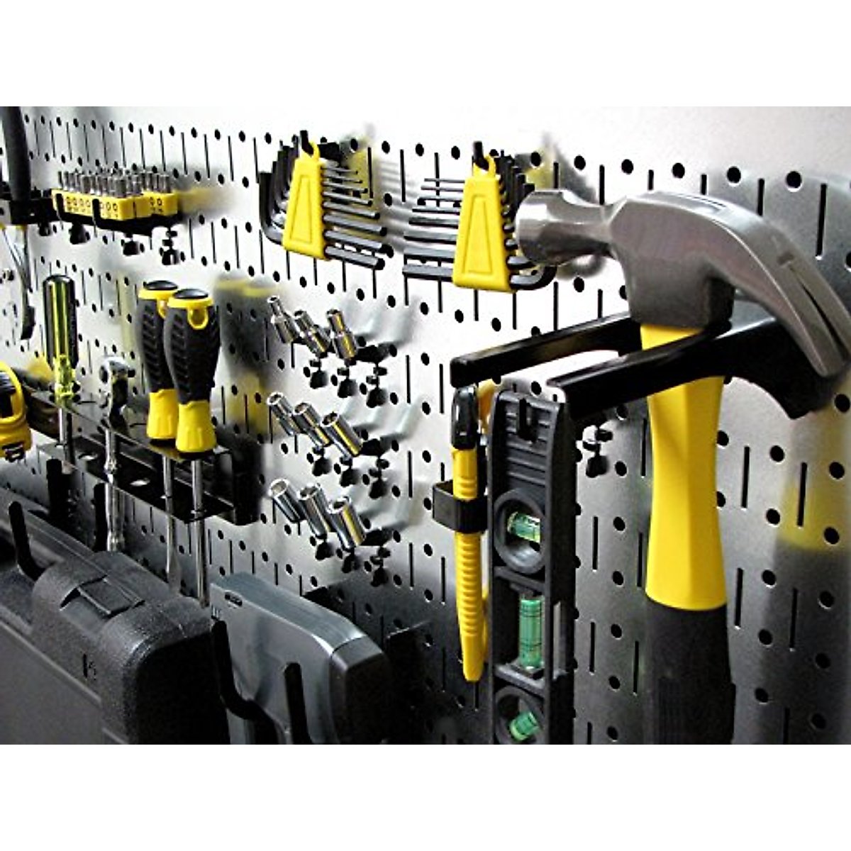 Wall Control Modular Pegboard Tool Organizer System - Wall-Mounted Metal Peg Board Tool Storage Unit for Pegboard Tiling (Metallic Pegboard)
