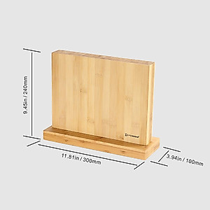 KITCHENDAO Luxury Double Sided Bamboo Magnetic Knife Block Holder without Knives with Enhanced Powerful Magnets, Cutlery Display Stand and Storage Rack Large Capacity, Easy to Reach, Easy to Clean