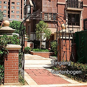 Heavy Duty Garden Arch Roses Vines Black Metal Tubular Arbour Archway Arches Trellis Arbor Frame Anti-Rust Weatherproof 1 Pcs 1.8x2.4m 2.8x2.4m 3.2x2.4m (Black W2.3xH2.4m)