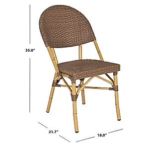 SAFAVIEH Home Collection Barrow Indoor/Outdoor, Set of 2, Brown Stacking Side Chair, 0
