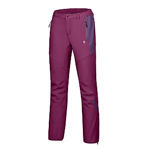 Little Donkey Andy Women’s Winter Hiking Ski Snowboarding Pants, Softshell Pants, Fleece Lined and Water Repellant Purple M