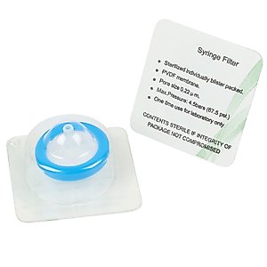 Sterile Syringe Filters PVDF 25 mm Diameter 0.22 um Pore Size Individually Packaged 15/pk
