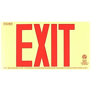 Elco Lighting EE81S Self Illuminating Exit Sign Red Letters