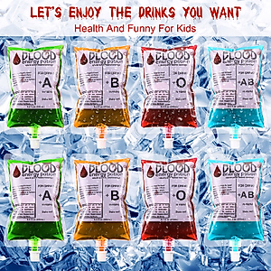 Nuenen 60 Pcs Halloween Blood Bags for Drinking, Vampire Party Drinking Pouches, Juice Puree Bag Reusable Energy Drink Container 8.5 Oz with Cap for Nurse Graduation Party