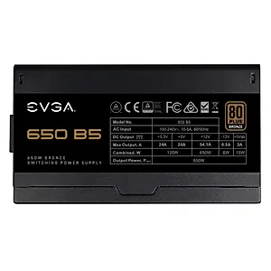 EVGA 220-B5-0650-V1 650 B5, 80 Plus Bronze 650W, Fully Modular, EVGA ECO Mode, 5 Year Warranty, Compact 150mm Size, Power Supply