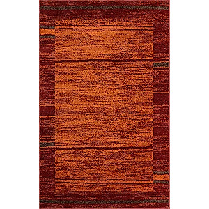 Unique Loom Autumn Collection Modern Contemporary Casual Abstract Area Rug, Rectangular 5' 0 x 8' 0, Terracotta/Burgundy Border