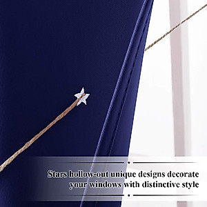 NICETOWN Children Blue Blackout Curtain - Hollow Star Space Inspired Night Sky Twinkle Christmas Star Curtain, Window Drape for Bedroom (1 Panel, 52 x 63 inches Panel, Navy Blue)