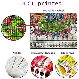 Stamped Cross Stitch Kits 14Count 13.6x16.8 inch DIY Needle Work for Home Decor Magic Castle
