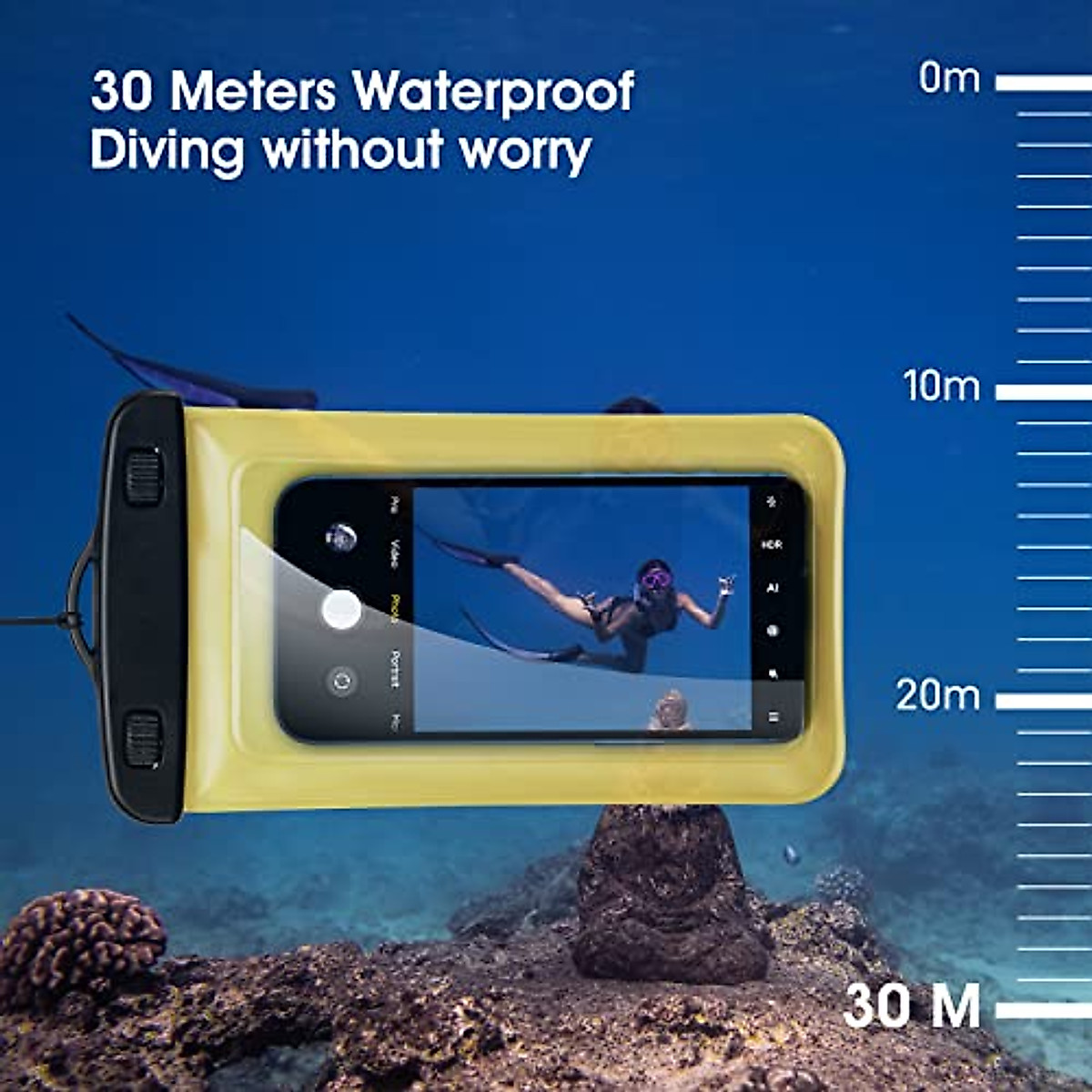 MILPROX Waterproof Phone Holder Pouch, [2 Pack] Universal Float Dry Bag，IPX8 Underwater Fanny Pack Phone Case with Neck Arm Waist Strap for All iPhone Galaxy Pixel Phone Up to 7.0" -Yellow