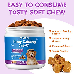 Hemp Calming Chews for Dogs, 150 Soft Dog Calming Treats, Dog Calming Treats with Hemp Oil, Dog Anxiety Relief, Storms, Separation, Barking, Stress Relief for All Breeds & Sizes - Chicken Flavored