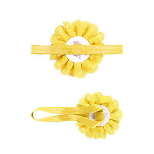 Angla 2pcs Flower Headband Tutu Skirt for Newborn Baby Girl (Yellow), Medium