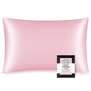 OLESILK 100% Mulberry Silk Toddler Pillowcase for Hair and Skin, Both Sides 19 Momme Pure Natural Silk Travel Pillow Cases with Hidden Zipper, 13"x 18", Pink