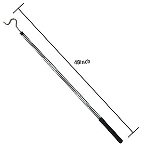 Frebuta Adjustable Long Reach Stick Clothes Poles Extend Closet Hook Pole 37 to 66 Inch Sponge Handle S Hooks Convenient Storage, Shutters Pole, Ceiling Home Reacher Poles Stainless Steels Assist Tool