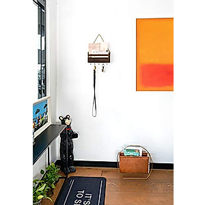 Dahey Small Key Holder for Wall Farmhouse Mail Organizer with 5 Hooks Hanging Wooden Key Rack Hanger for Organizing Keys Mail Bill Letter and Other Small Objects Entryway Hallway Kitchen Decor,Brown