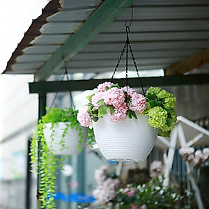 summer flower 2Pack Self Watering Hanging Planters,9.9 Inch Hanging Baskets for Christmas Plant, Hanging Pots for Indoor Outdoor Hanging Plant Holder for Garden Porch Ceiling -White,Plant Not Included