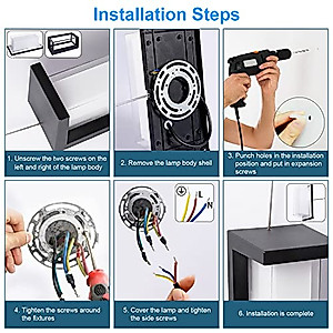 LEDMO 15w LED Outdoor Porch Modern Wall Light with American mounting Plate Wall Mount Sconce 6000K Cool White Ip65 Waterproof Porch Lamps for Garage Corridor Backyard Garden Balcony