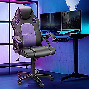 DualThunder Gaming Chairs, Home Office Desk Chairs Clearance, Comfortable Cheap Gaming Office Chairs, Computer Chairs Video Game Chairs, Gaming Chairs for Teens Gamer, Swivel Rolling Chairs, Purple