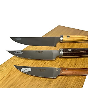 Laguiole en Aubrac Cuisine Gourmet Stainless Steel Fully Forged 3-Piece Starter Premium Kitchen Knife Set With Mixed Wood Handles, Made In France