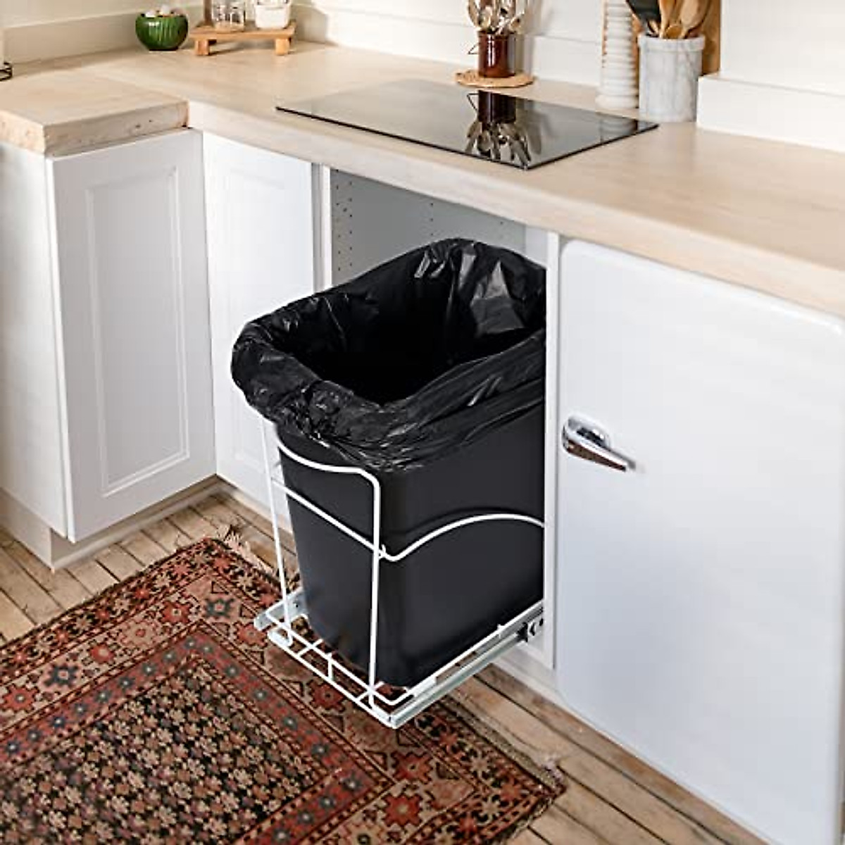 Epetlover 7.6 Gallon Sliding Pull Out Trash Can Waste Container Recycling Bins Under Cabinet for Kitchen, 29 Liters Capacity, Black