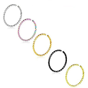 Nose Clip, Korean Style Body Jewelry, Vintage Ear Clips, Hip Hop Ear Cuff, Twist Nose Rings, Fake Piercing Nose Rings Hoops(Black)