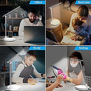 BEYONDOP LED Desk Lamp, Dimmable Desk Light Touch Control with 5 Lighting & 5 Brightness Level, Eye Caring Reading Lamp, Desk Lamps for Home Office, Foldable Table Lamp for Study Dorm School Gifts