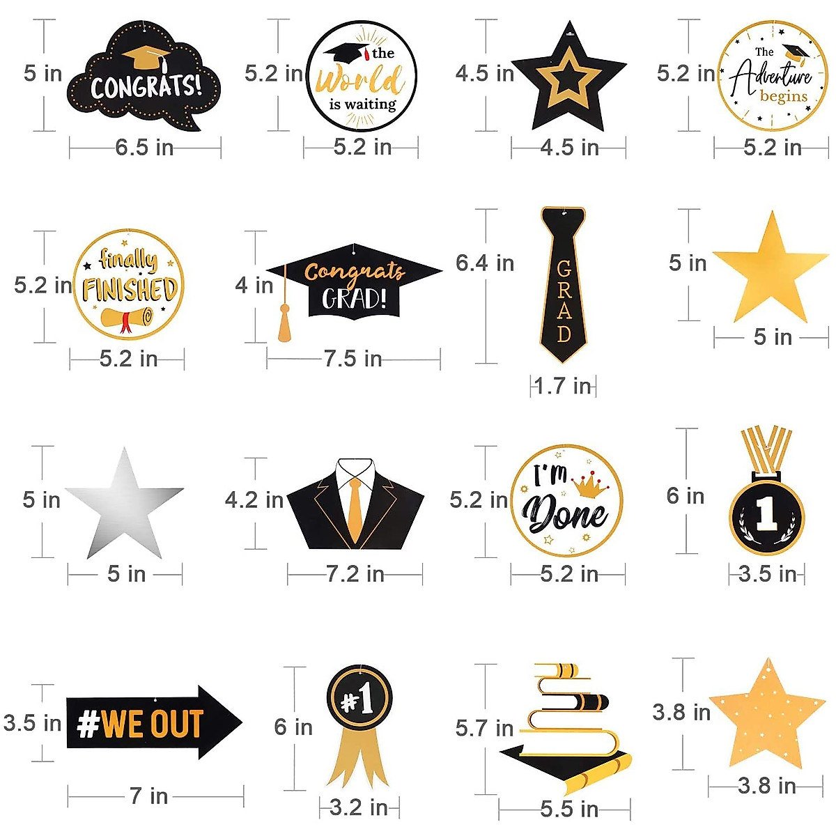 Graduation Party Decorations 2023, 31PCS Graduation Party Supplies Graduation Stuff Hanging Swirls Ceiling Decor And String Graduation Banner for Elementary 8th Grade High School College Black And Gold Class Of 2023 Congrats Decorations Grad Decor (Gradua