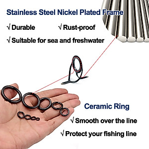 FishTrip Fishing Rod Guides Tips Repair Kit,8 Size Pole Guides and 9 Size Tips Replacement Kit with Epoxy Adhesive,Glue,Wrapping Thread and Tape for Freshwater Saltwater