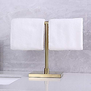 kimzcn Modern Free Standing Countertop Towel Ring SUS 304 Stainless Steel Hand Towel Holder Tree Rack Brushed PVD Zirconium Gold