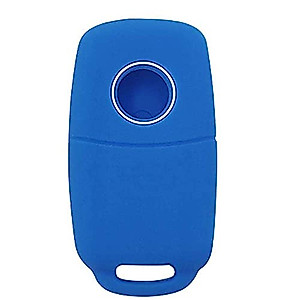 LemSa 2Pcs Keyless Entry Remote Car Flip Key Fob Outer Shell Cover Soft Rubber Protective Case for VW Volkswagen Jetta GTI Passat Golf Tiguan Touareg Beetle, Red+Blue