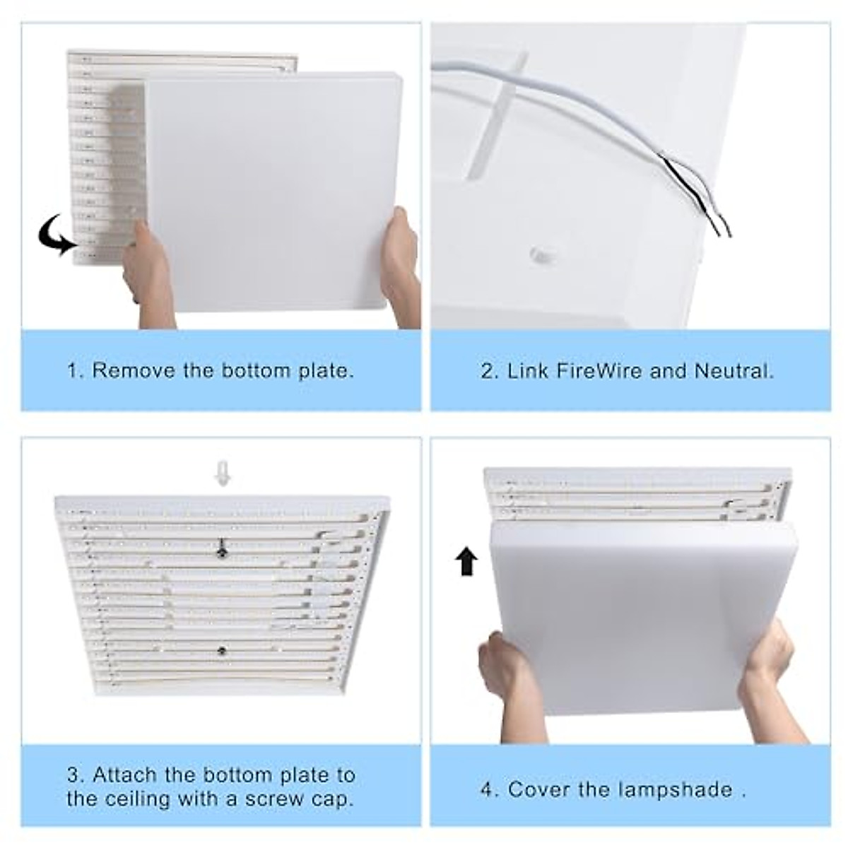 OOWOLF 25W 5000K LED Flush Mount Ceiling Light Fixture Ultra Slim, 12inch Waterproof Bathroom Square LED Ceiling Lamp Fixture Without Flicker, 85Ra+ Daylight White for Kitchen Bedroom Hallway Office